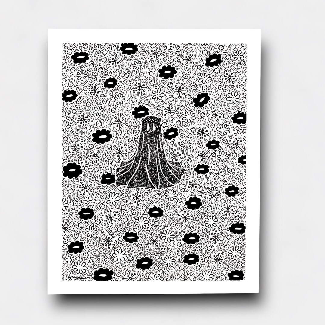 Flower Field "little Black Ghost Print" - Etsy