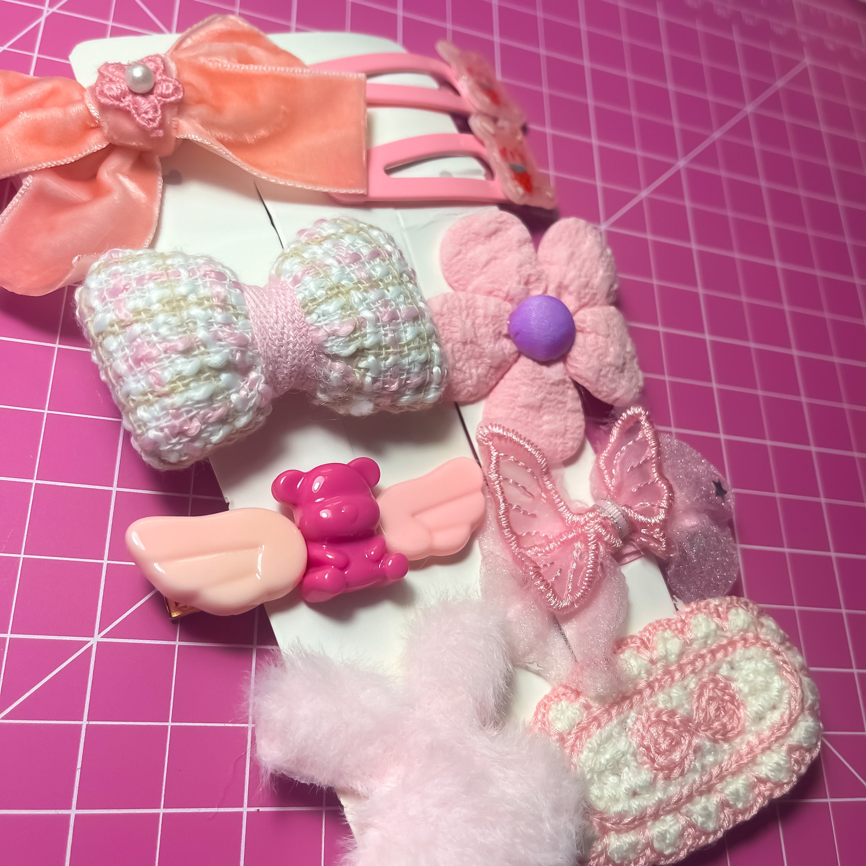 9 Piece Kawaii Pink Bow Set - Cute, That Girl, Hair Accessories, Bow ...