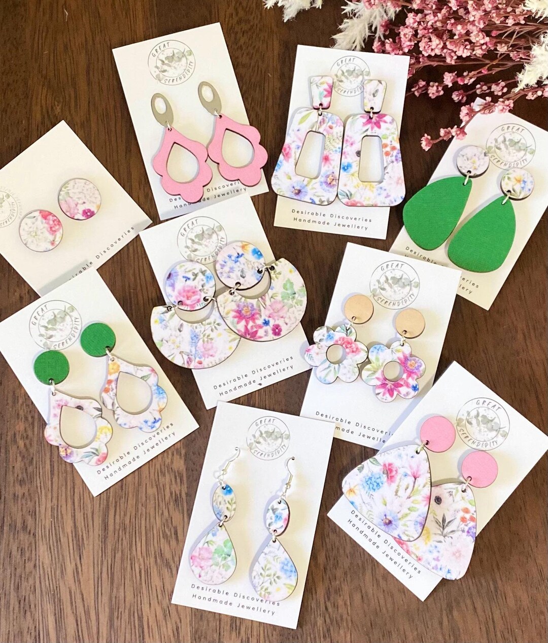 Hailey Collection - Decoupage Wood Dangle Earrings and Studs - Etsy