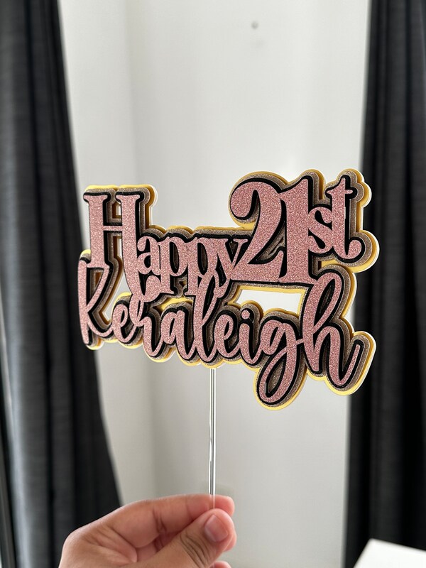 Personalised 21st Glitter Cake Topper, Custom 21st Birthday Cake Topper ...