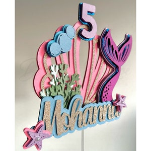 3D Personalised Mermaid Cake Topper | Mermaid Cake Topper | Sea Cake ...