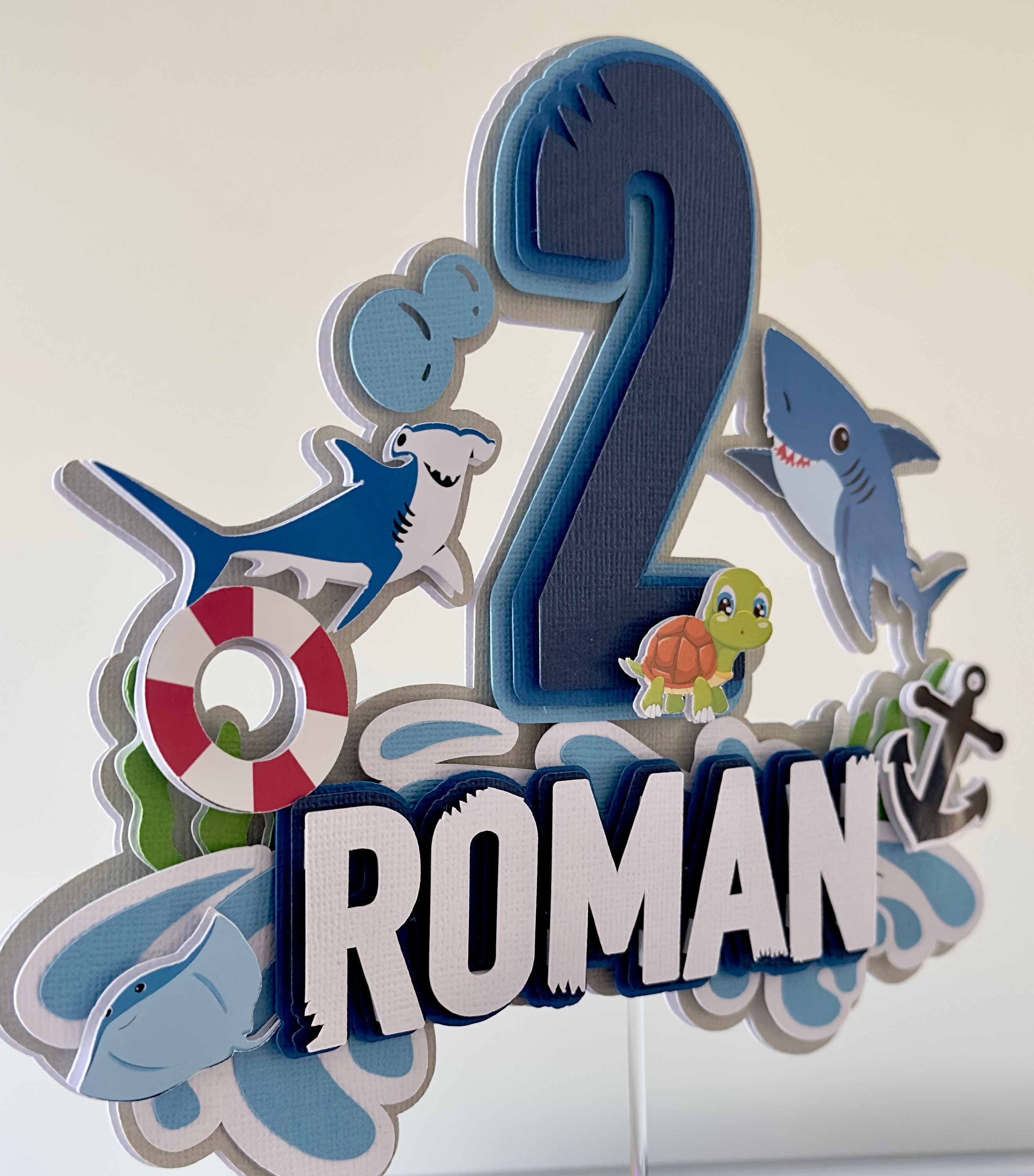 3D Personalized Cute Sharks Cake Topper Under the Sea Cake - Etsy