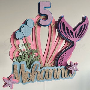 3D Personalised Mermaid Cake Topper | Mermaid Cake Topper | Sea Cake ...
