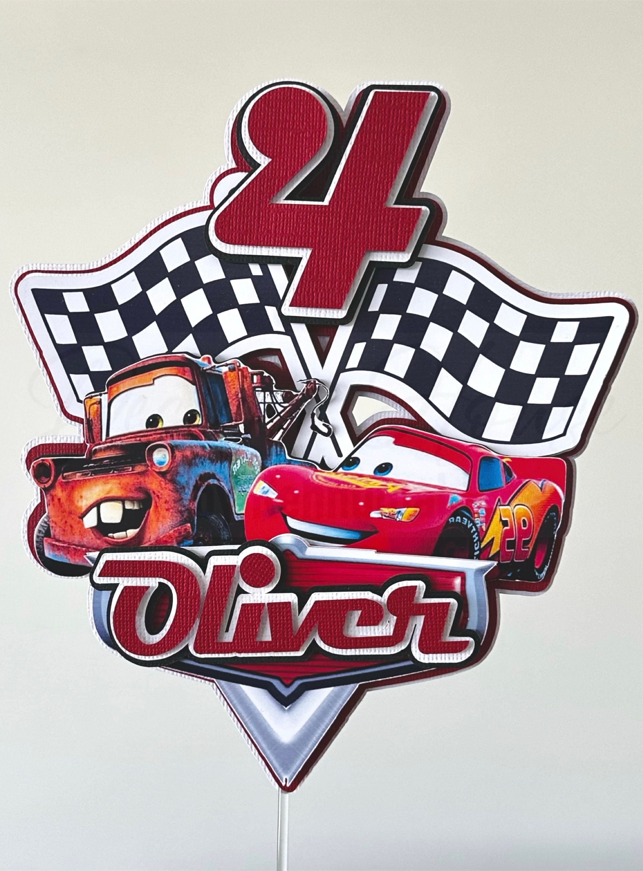 3D Personalised Cars Cake Topper Racing Cake Topper Checkered Flags ...