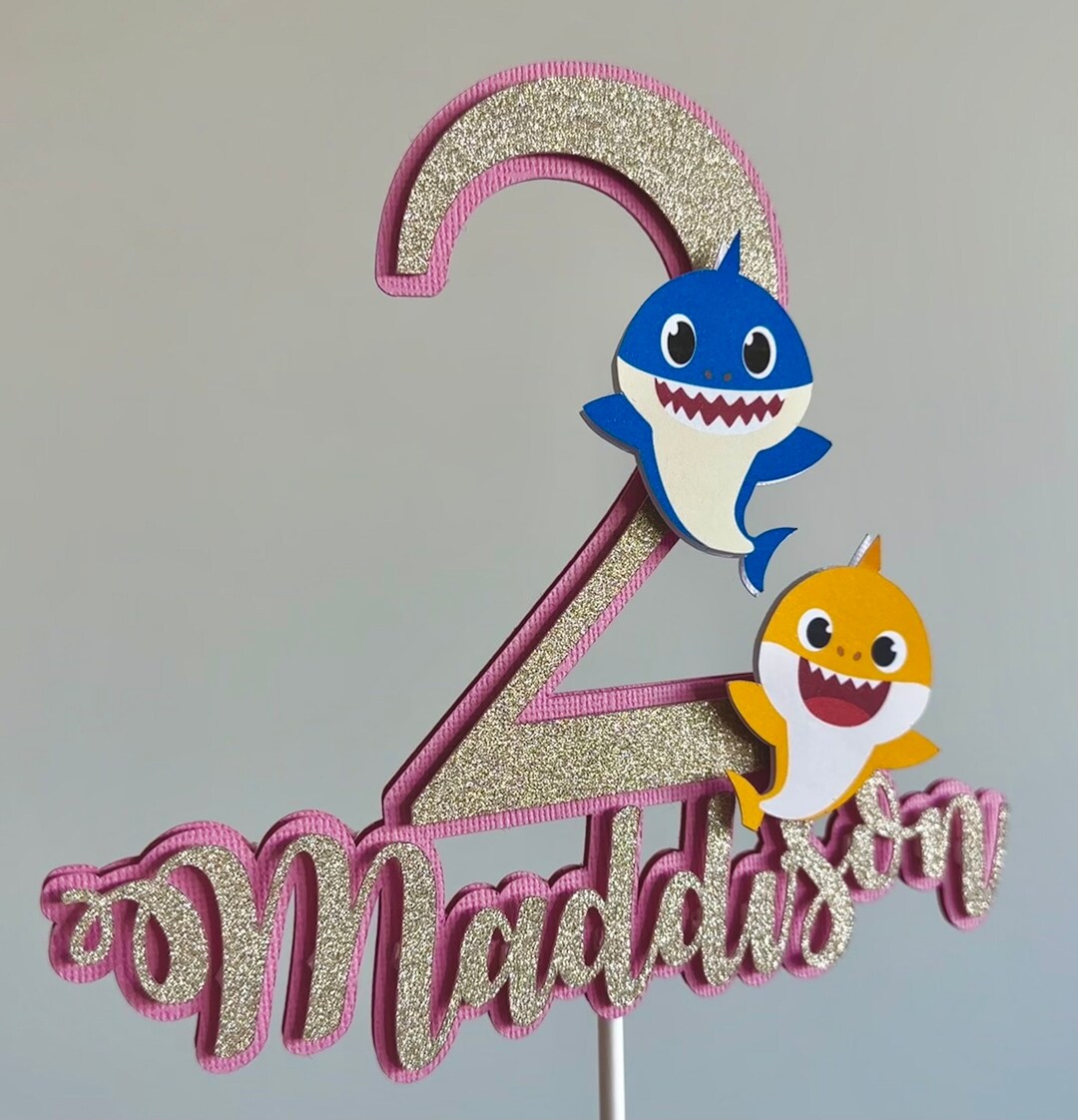 3D Personalized Shark Cake Topper | Baby Sharks | Cartoon Kids Baby ...
