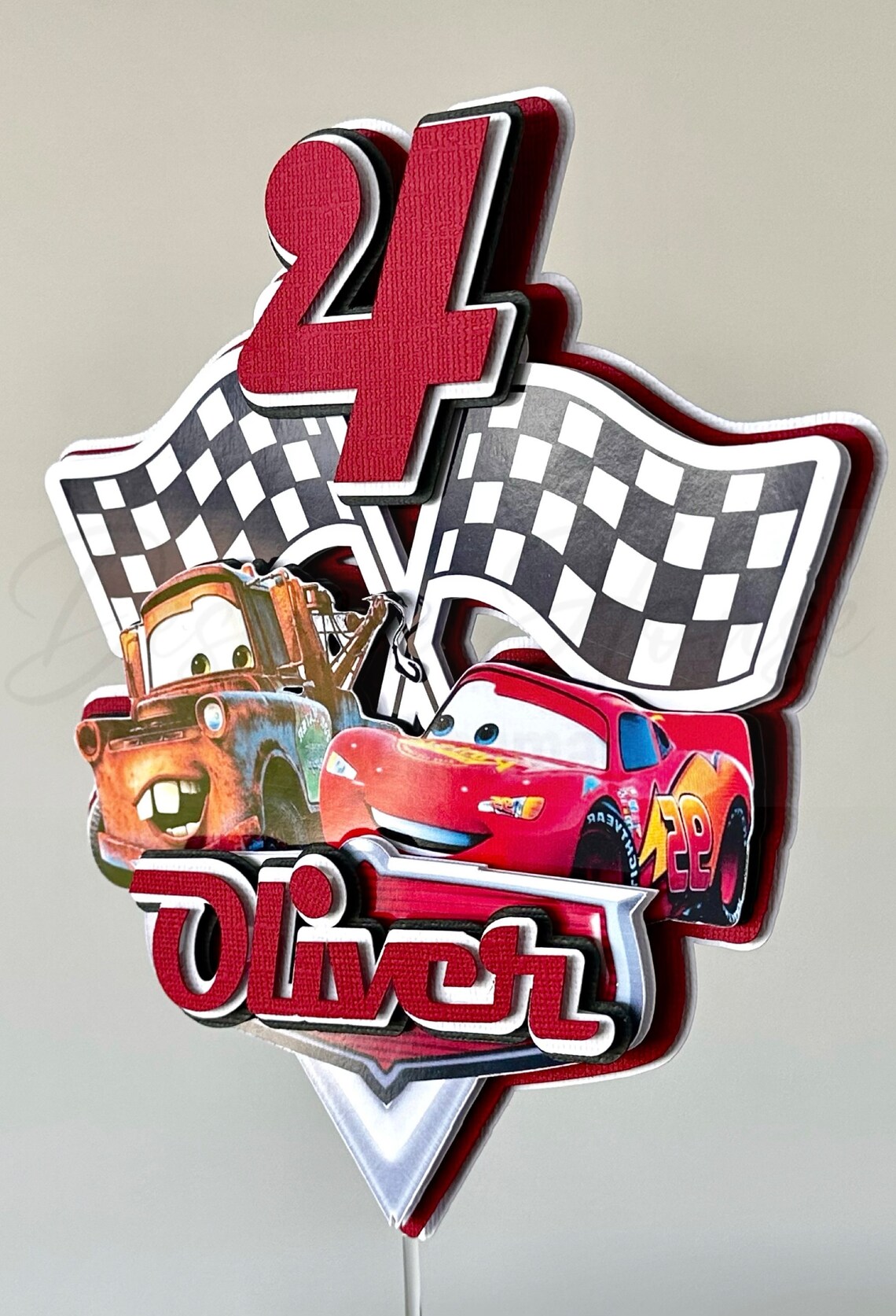 3D Personalised Cars Cake Topper Racing Cake Topper Checkered Flags ...