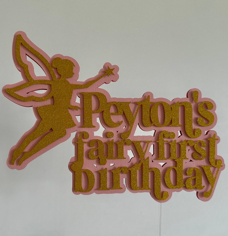 3D Pink Fairy First Birthday Cake Topper | Acrylic Stick - Etsy