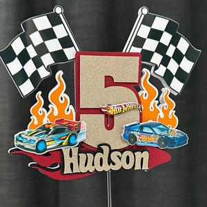 Personalized Flaming Wheels Cake Topper | Racing Birthday Party - Etsy