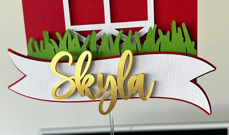 3D Personalised Barn Cake Topper Cow Print Cake Topper Farm Cake Topper ...