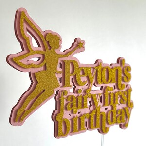 3D Pink Fairy First Birthday Cake Topper | Acrylic Stick - Etsy