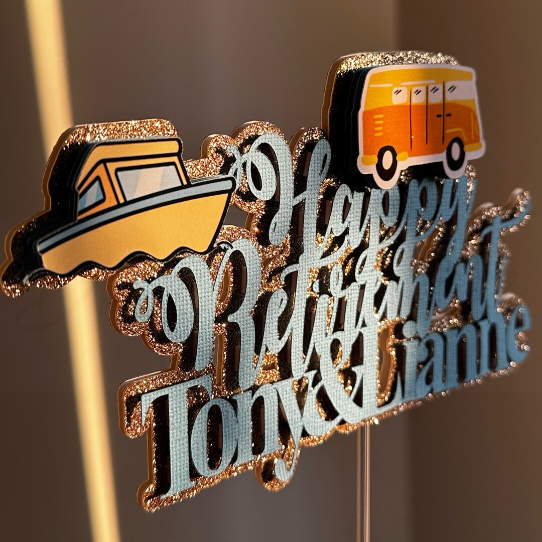 3D Retirement Cake Topper | Boat Cake Topper | Camper Van Cake Topper ...