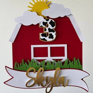 3D Personalised Barn Cake Topper Cow Print Cake Topper Farm Cake Topper ...