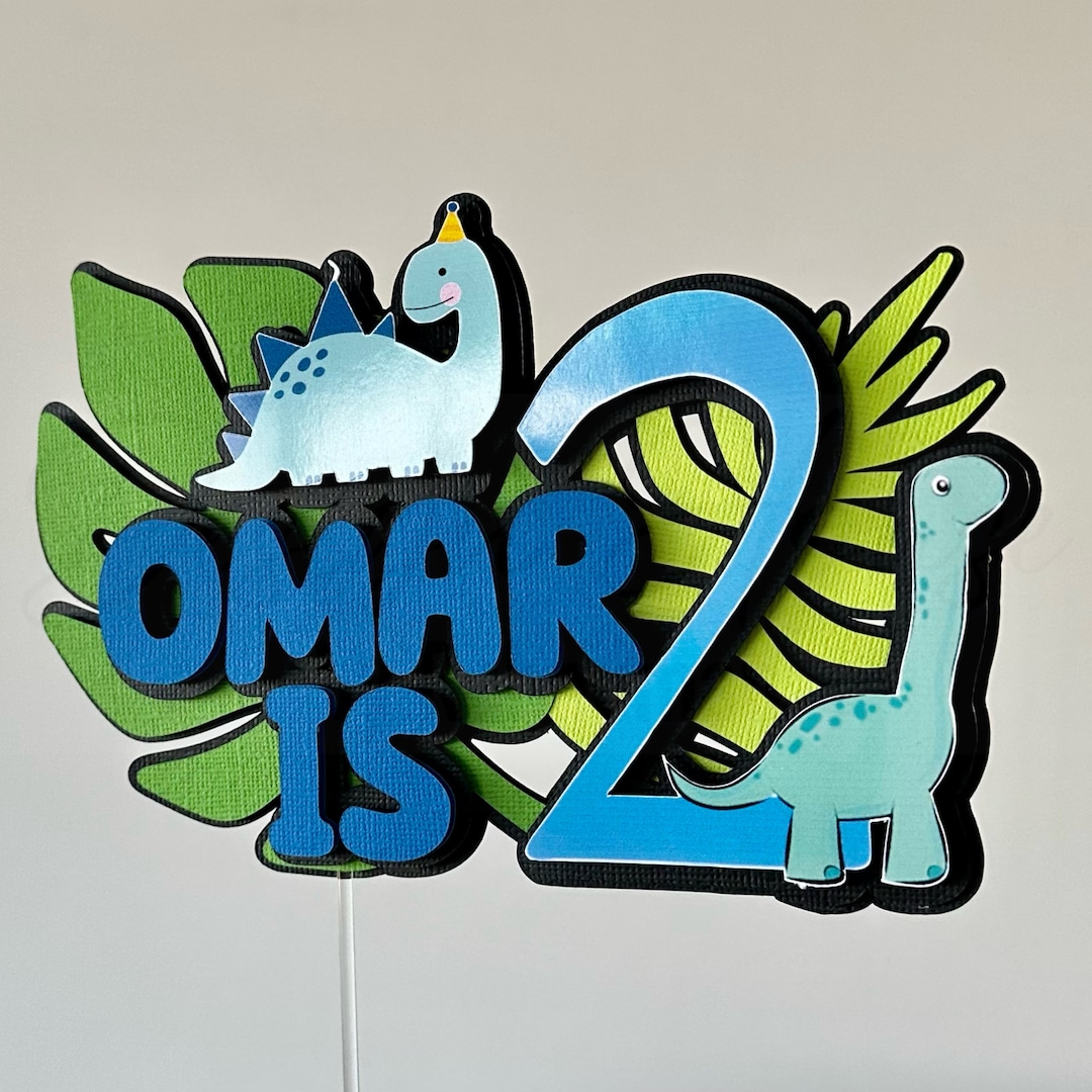 Topper de pastel de dinosaurio personalizado 3D / fiesta de cumpleaños ...