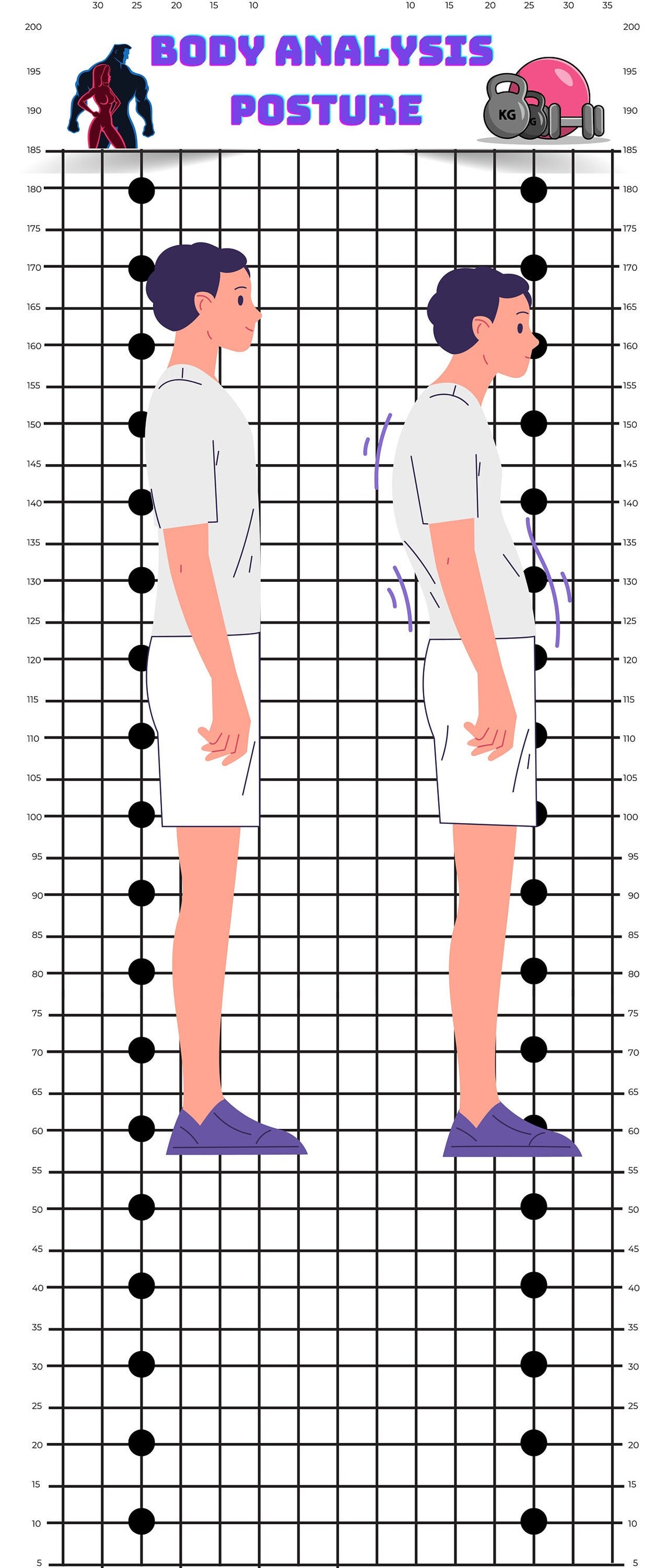 Posture Grid – Wall Mount , Body Analysis Posture , Fitness , Gym ...