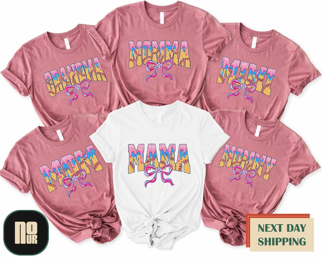 Baseball Drip Mama Shirt, Coquette Bow Family Matching T-shirt, Team ...