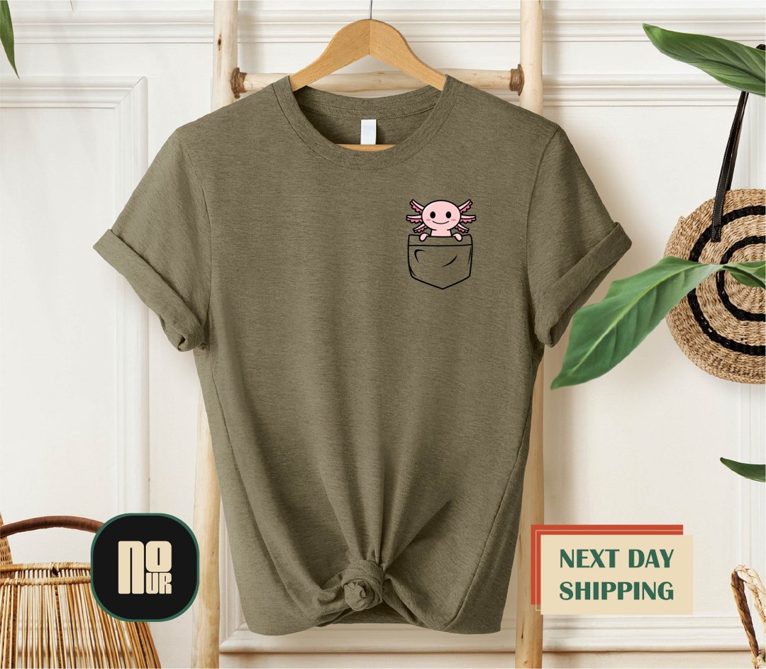 Pocket Tee, Axolotl Shirt, Animal Lover Tee, Axolotl Gifts, Pocket ...