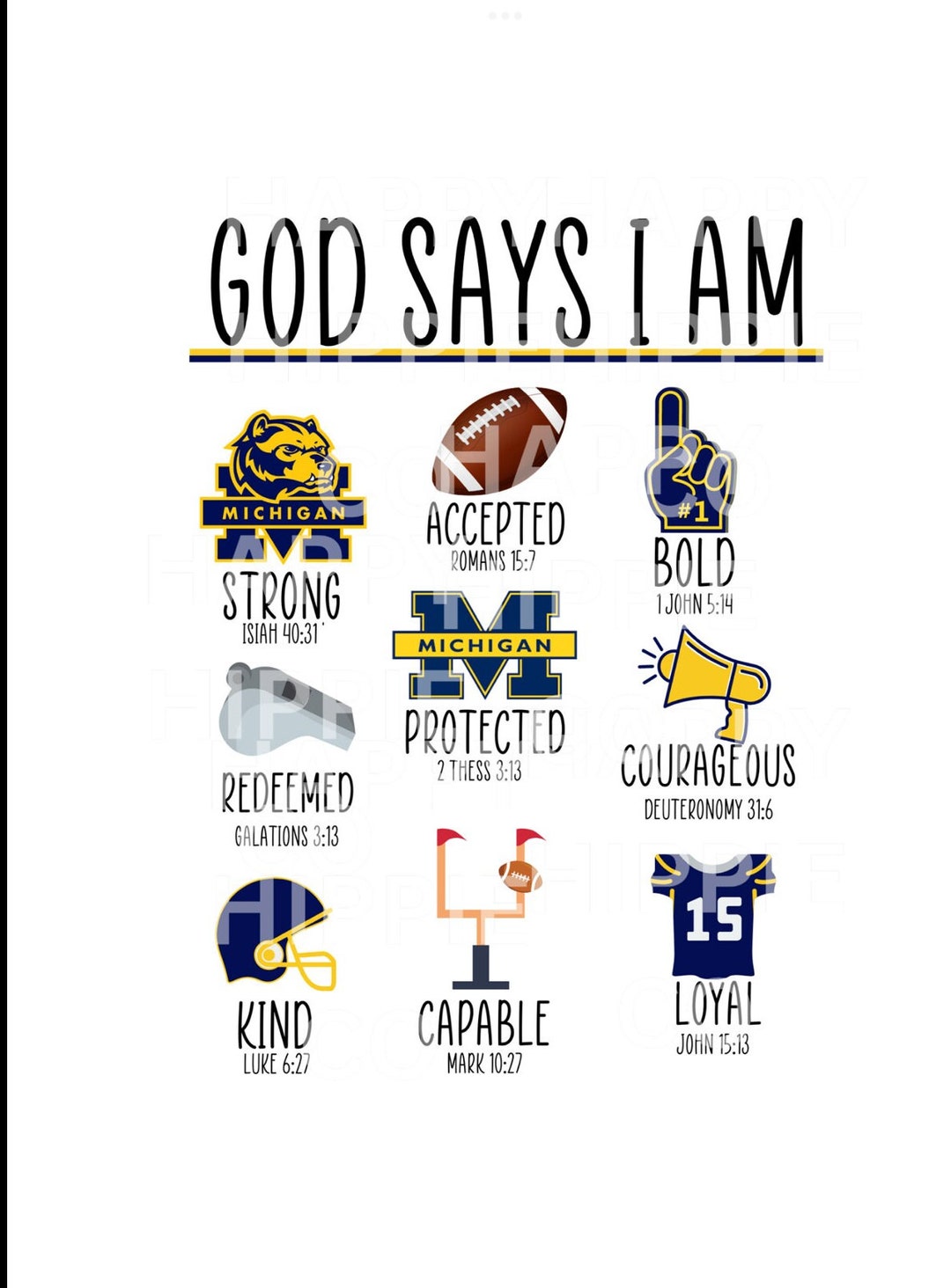 Michigan Fan PNG Blue and Yellow Football Digital Download - Etsy