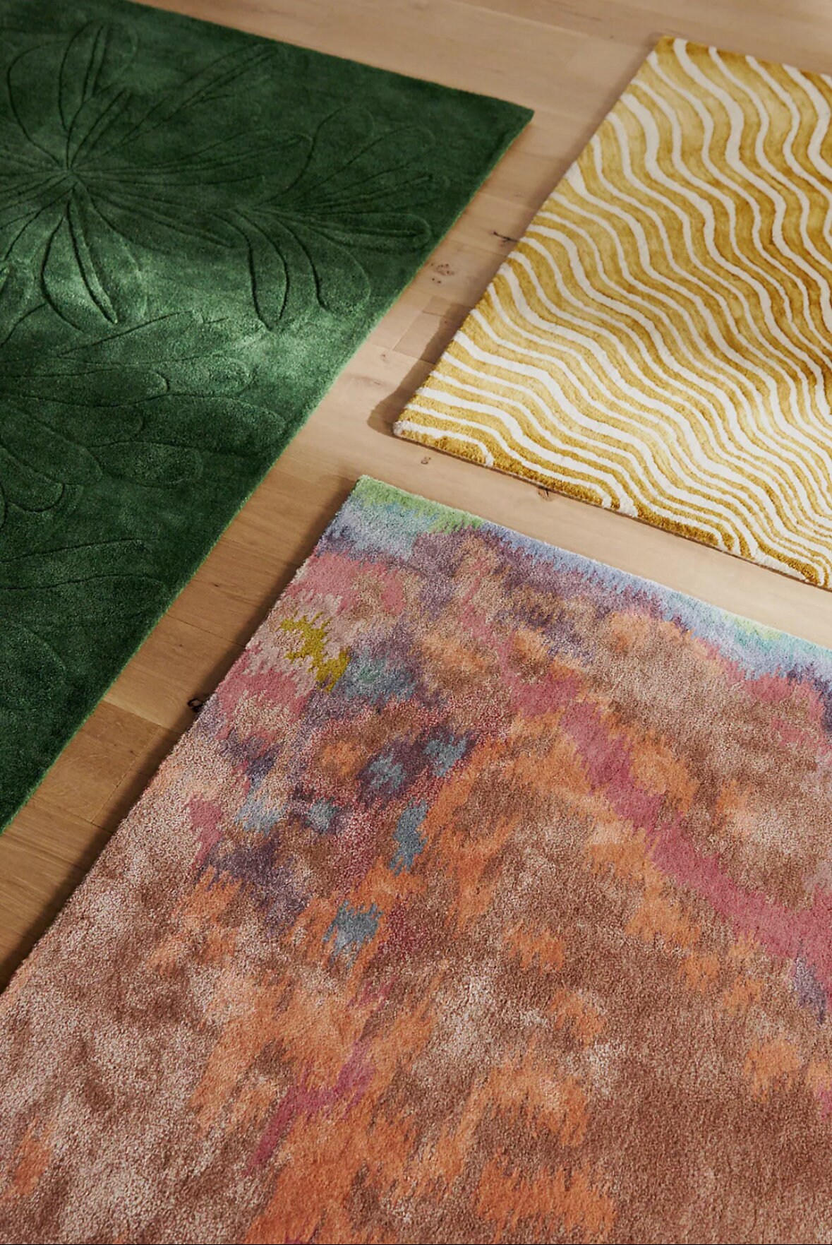 Greenish Floral Rug Hand-tufted 100% Wool Handmade Area Rug Carpet for ...