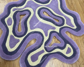 Irregular Amoeba Shaped Rug Hand-tufted 100% Wool Handmade Area Rug ...