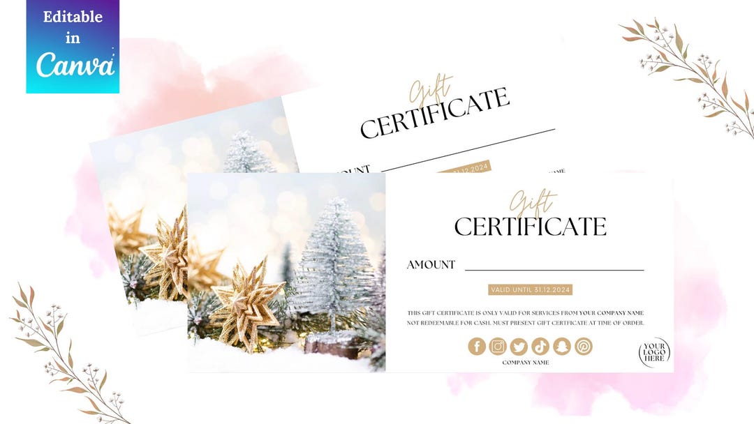 Editable Winter Themed Gift Certificate - Etsy