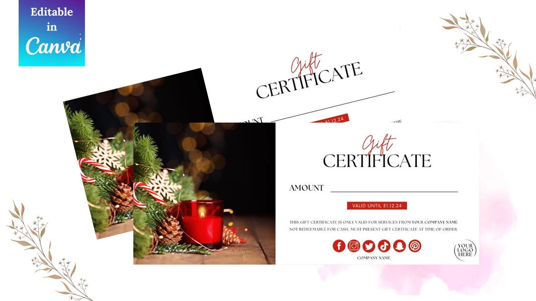 Editable Christmas Themed Gift Certificate Candle - Etsy