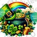 St. Patrick's Day Art- Pot of Gold & Rainbow Print, Leprechaun Hat and ...
