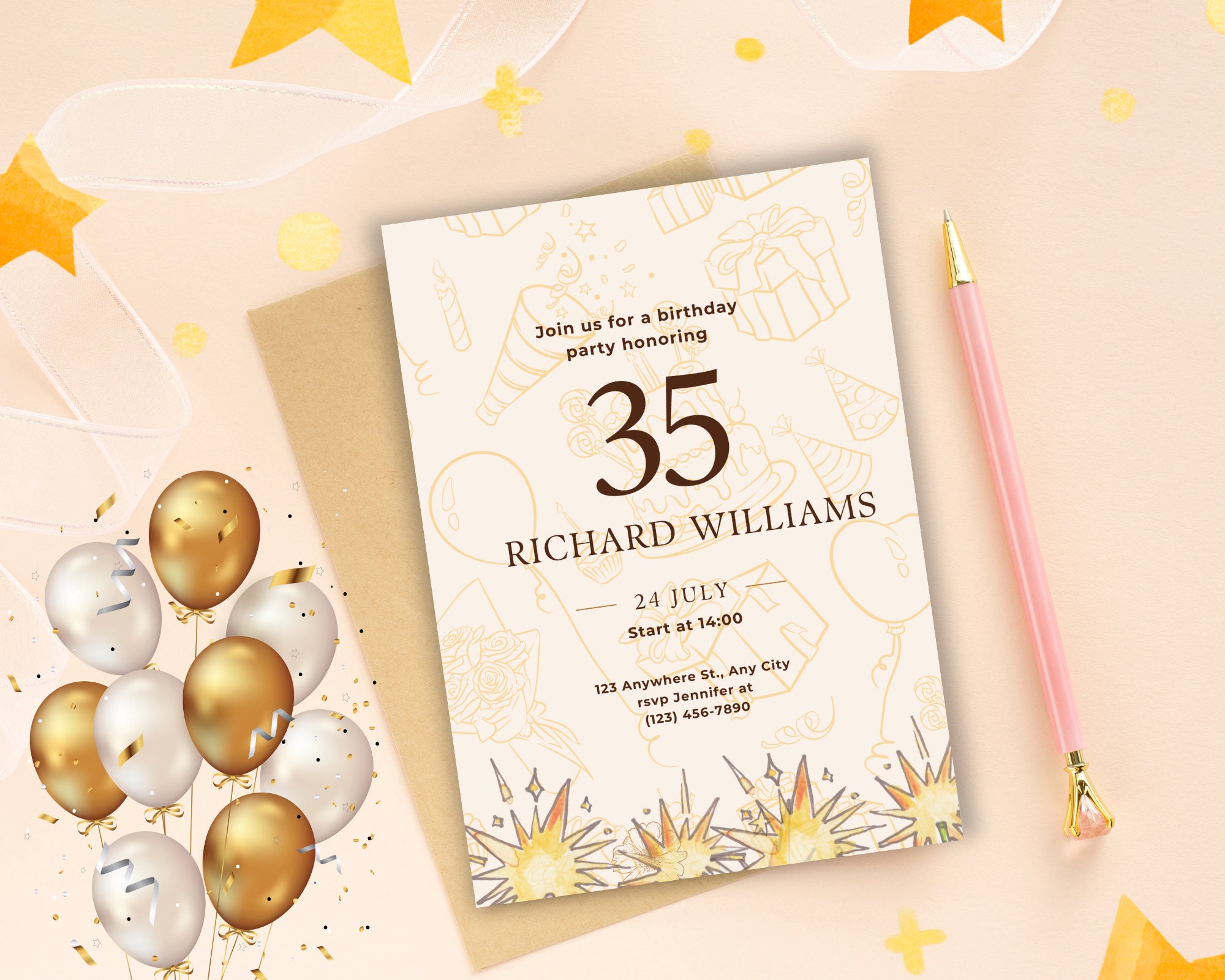 Birthday Party Invitation Canva Template Birthday Invites - Etsy