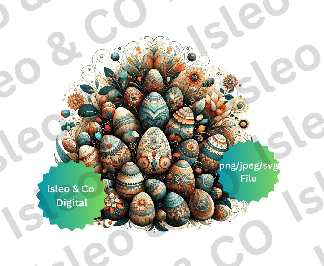 Boho Easter Eggs: Vibrant Easter Digital Art - SVG, PNG, JPEG, Easter ...