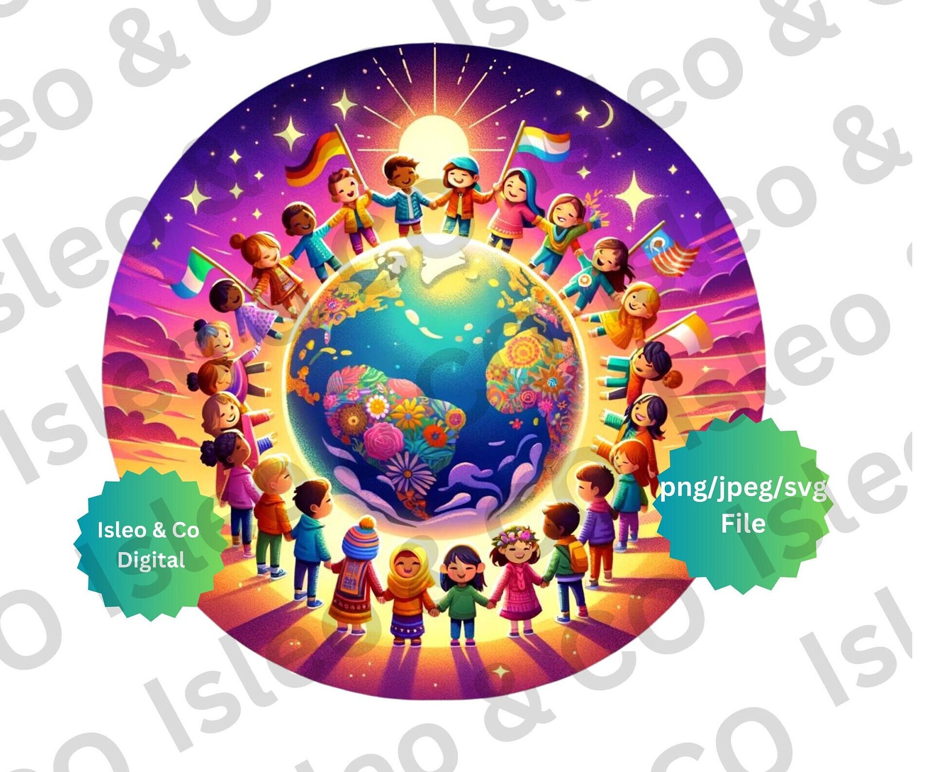 Harmony Day Digital Art - Children Around the Globe Print, Peace and ...
