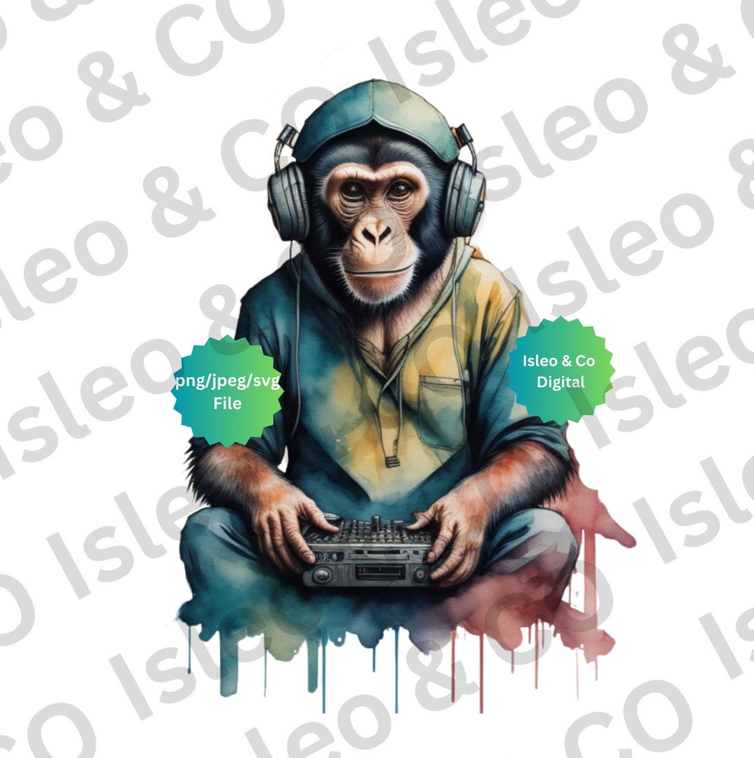 Groovy Monkey Gamer: Instant Download Digital Illustration Monkey ...