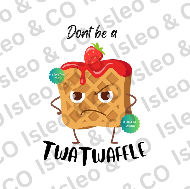 Witty Waffle Whimsy: Instant Download Digital Design Grumpy Waffle ...