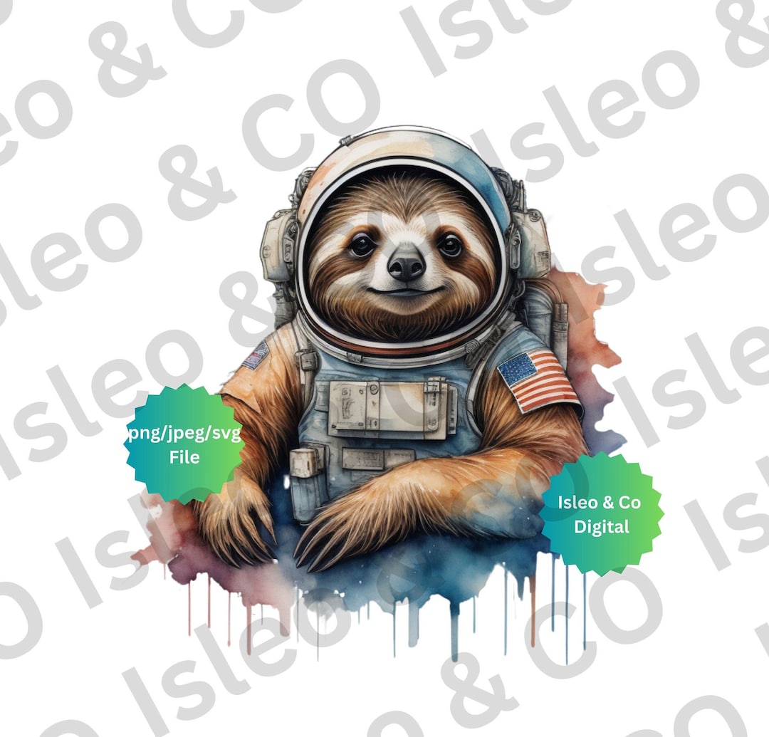 Cosmic Sloth Adventure: Instant Download Digital Adorable Sloth in ...