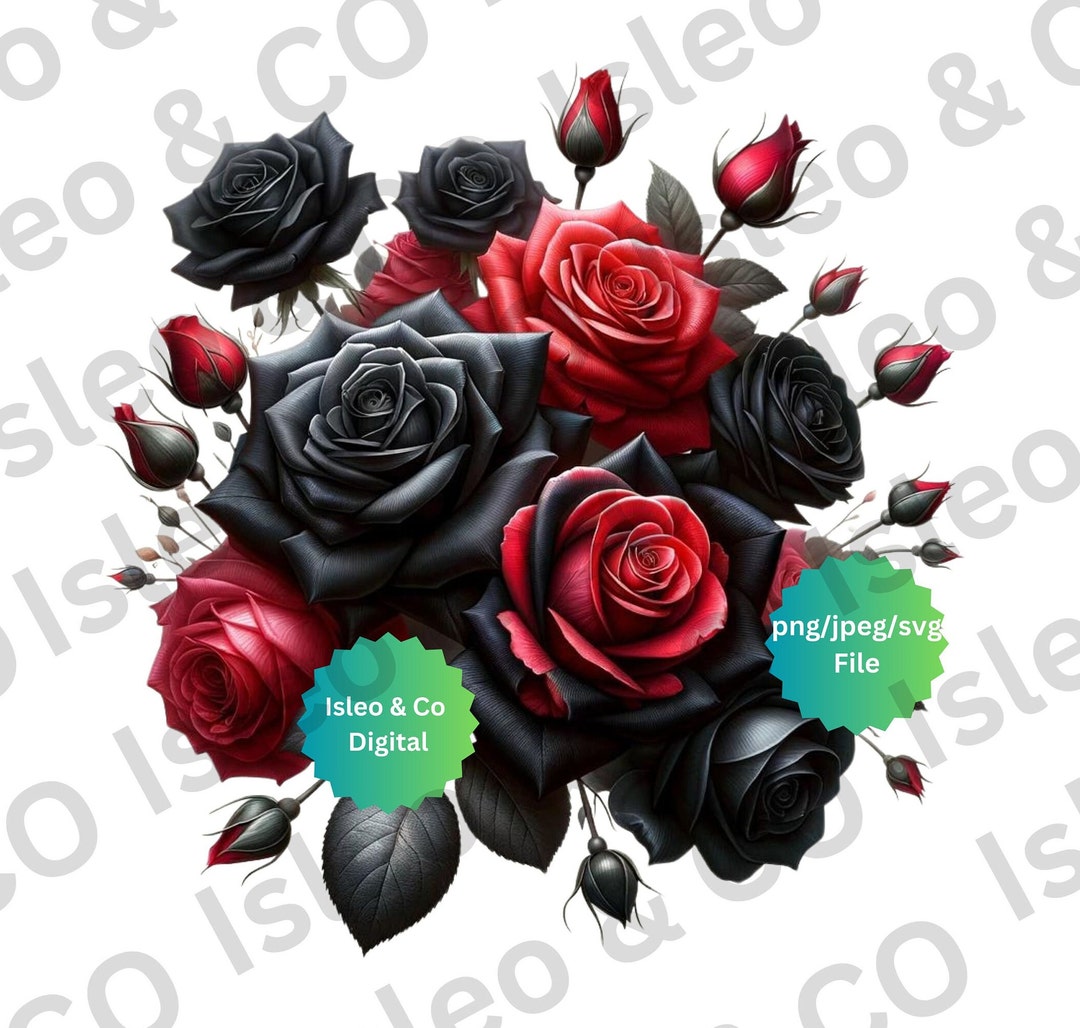 Black and Red Roses Collection | Digital Download PNG Jpeg and Svg ...