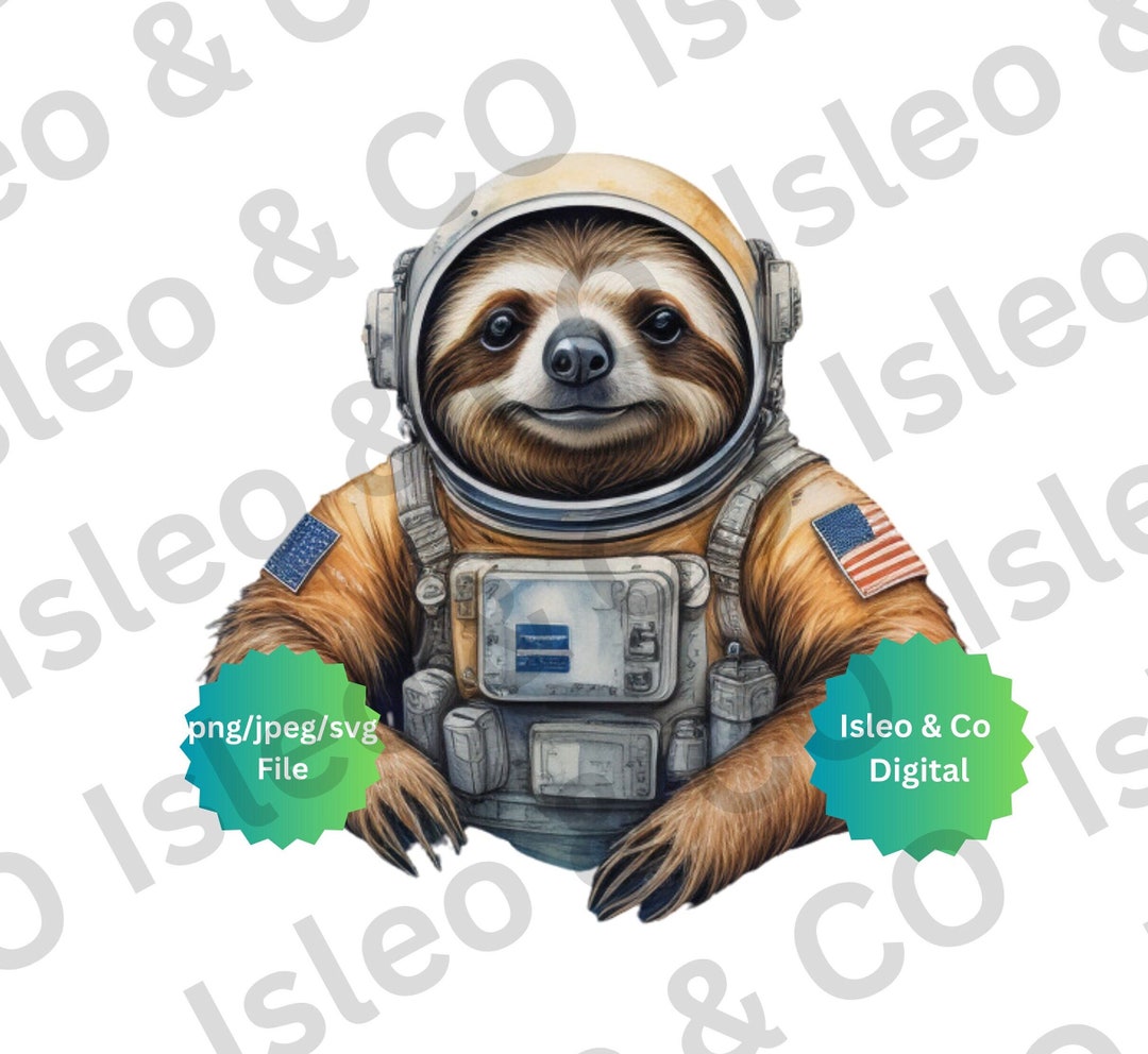 Cosmic Sloth Adventure: Instant Download Digital Adorable Sloth in ...