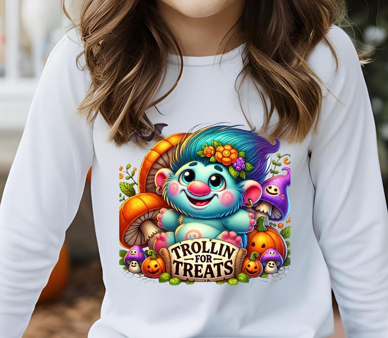 Cute Playful Troll PNG, "trollin for Treats" Halloween Scene, Chubby ...