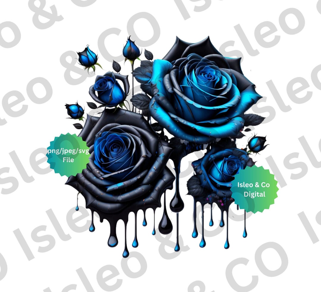 Ethereal Elegance: Instant Download Digital Art - Blue and Black ...