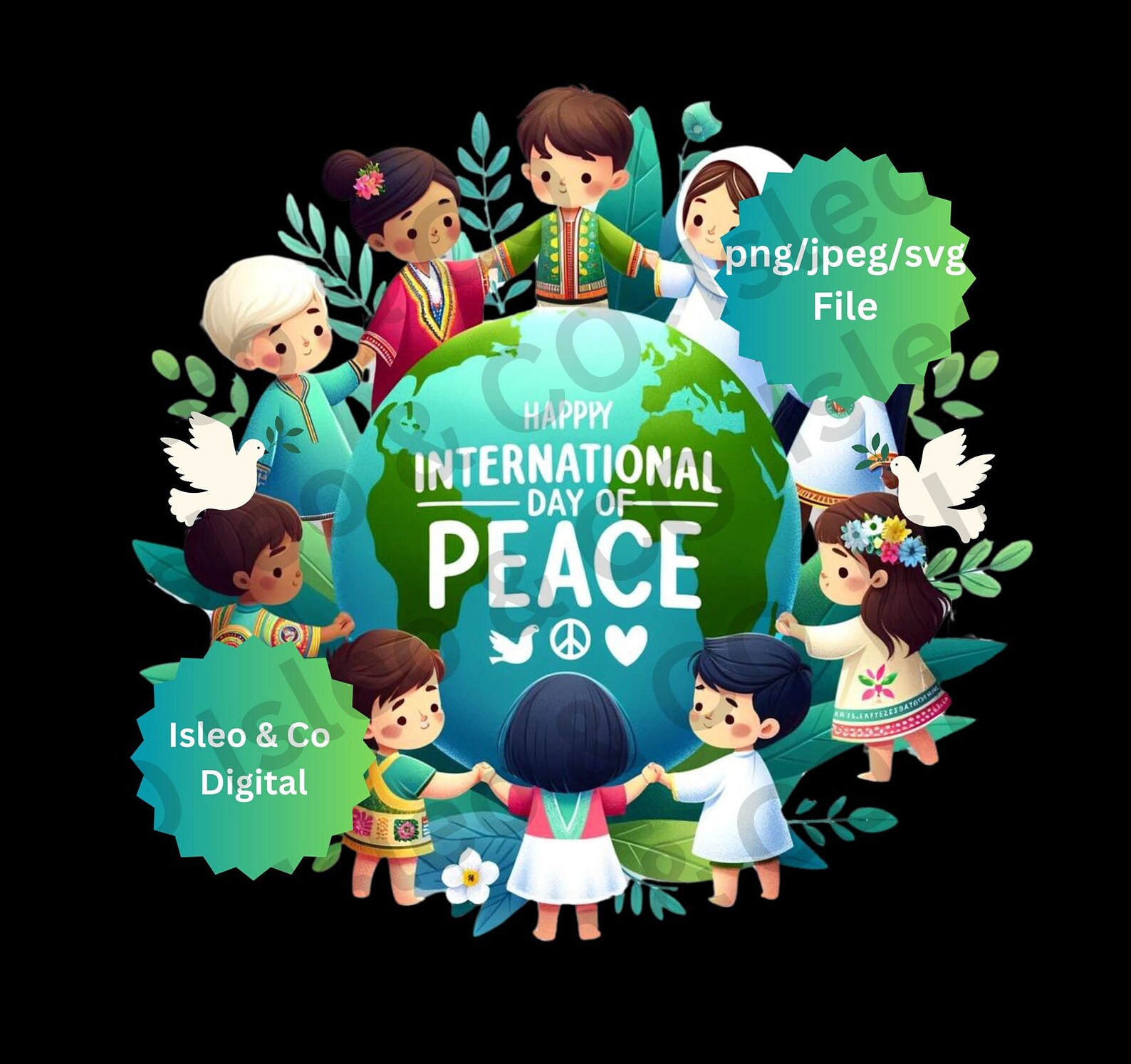 International Day of Peace Digital Art – Multicultural Children Around ...