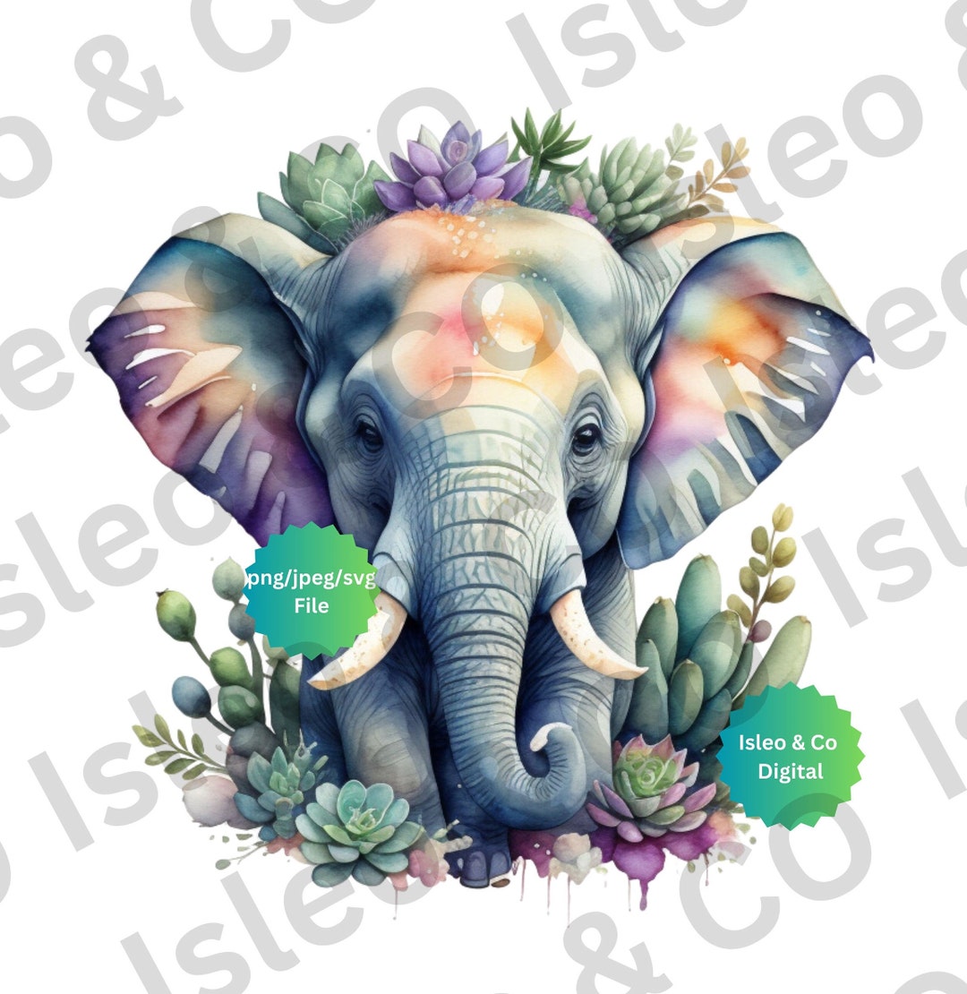 Whimsical Baby Elephant: Instant Download Watercolor Art - Adorable ...