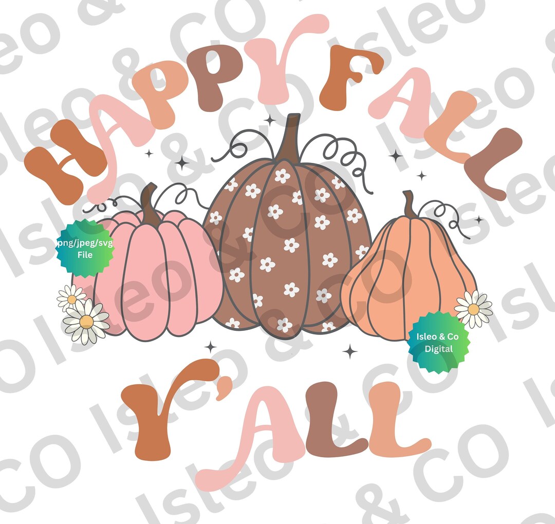 Retro Harvest: Instant Download Vintage Pumpkins Design 'happy Fall Y ...