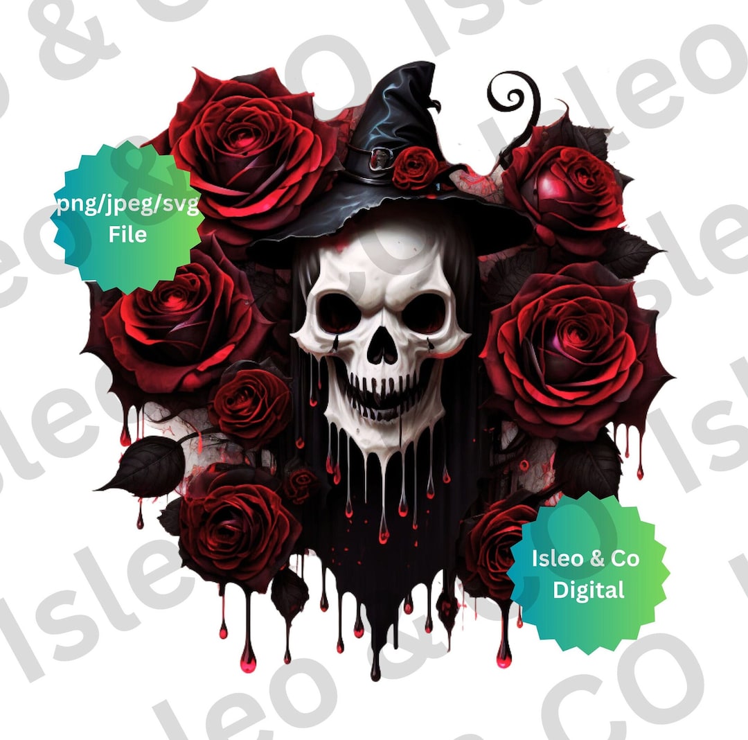 Enigmatic Haunting: Instant Download Witch Ghost and Red Roses Art ...