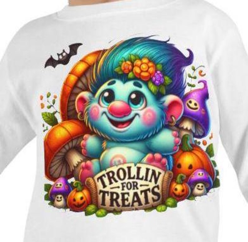 Cute Playful Troll PNG, "trollin for Treats" Halloween Scene, Chubby ...