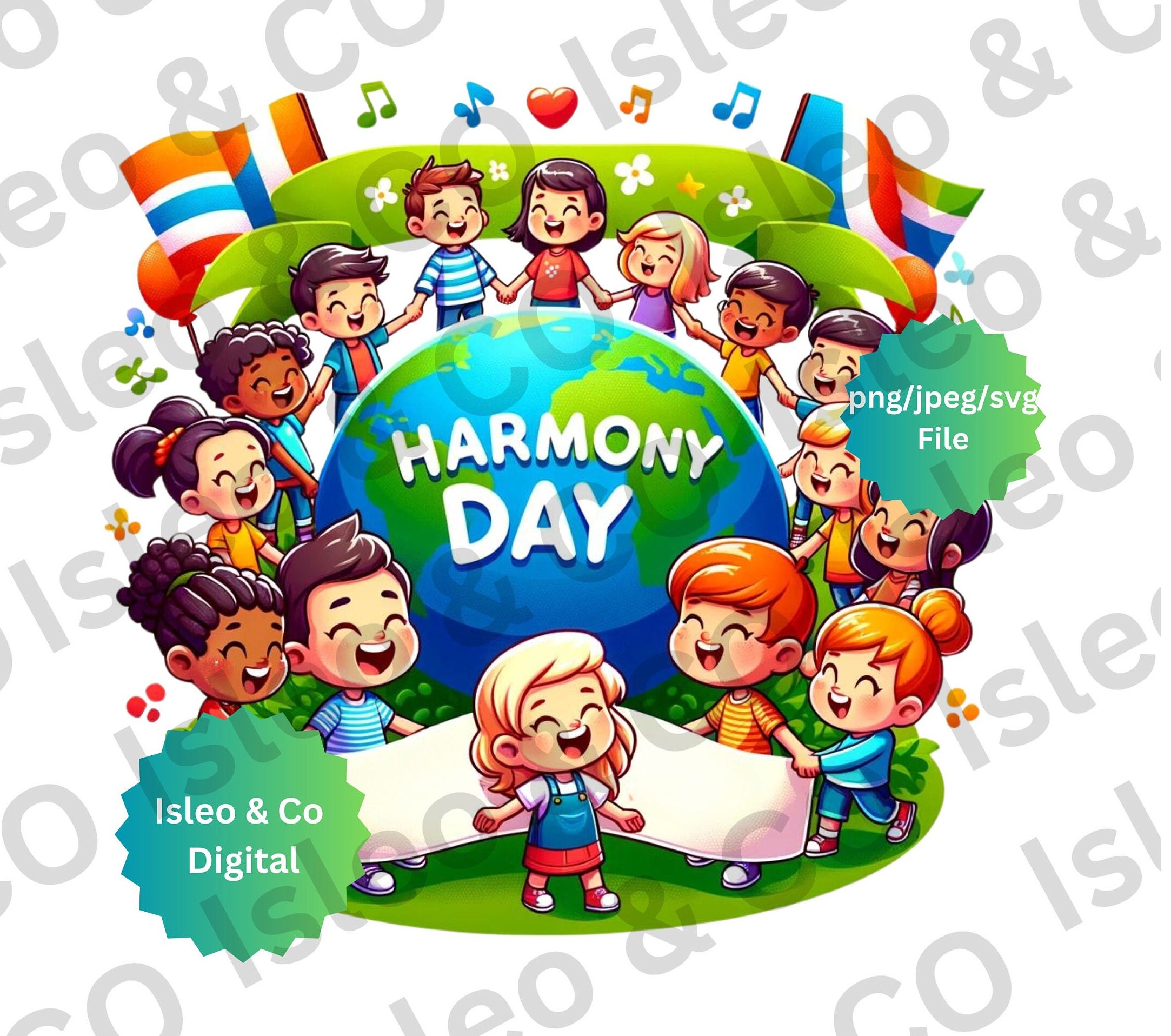 Harmony Day Digital Art - Children Around the Globe Print, Peace and ...