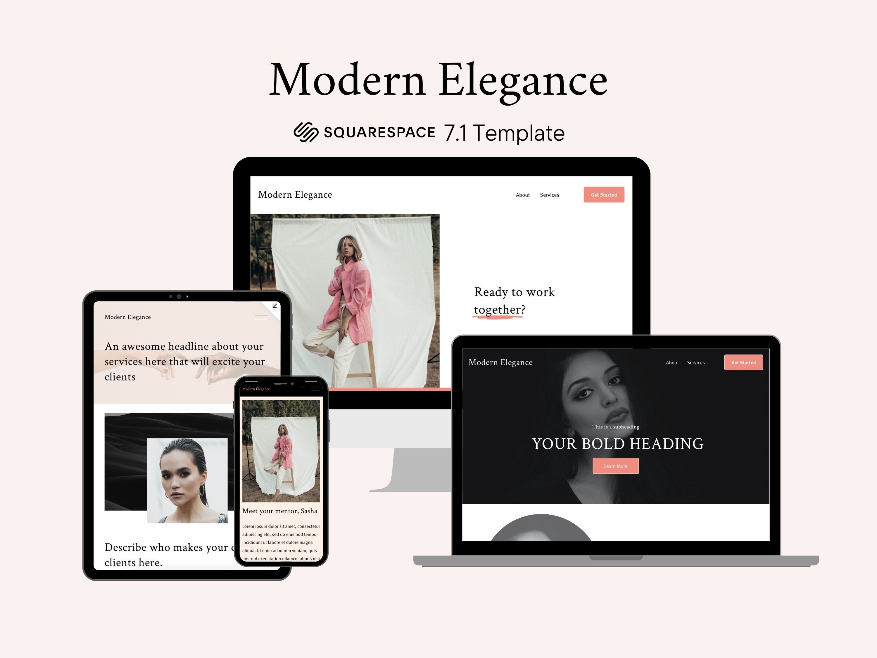 Modern Elegance Squarespace Template - Squarespace Website - Bold Website Design - Bright ...