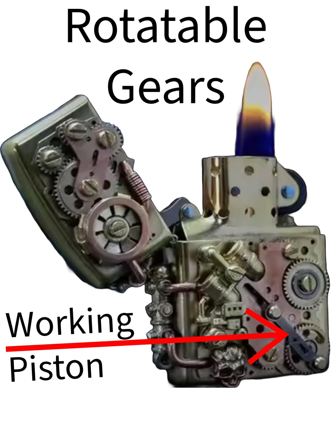 Working Piston Steampunk Heavy Armor Lighter W/ Zippo Insert Build ...