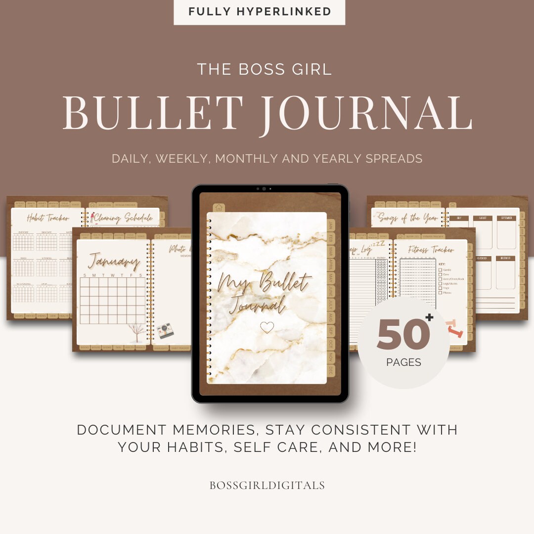 Digital Bullet Journal, Daily Journal Undated, Goodnotes Bullet Journal ...