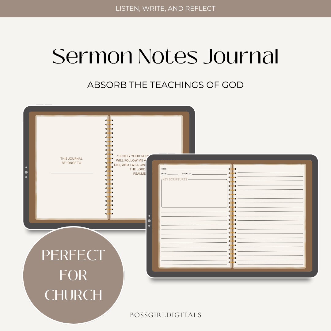 Digital Sermon Notes Journal, Church Notes Journal for Ipad, Sermon ...