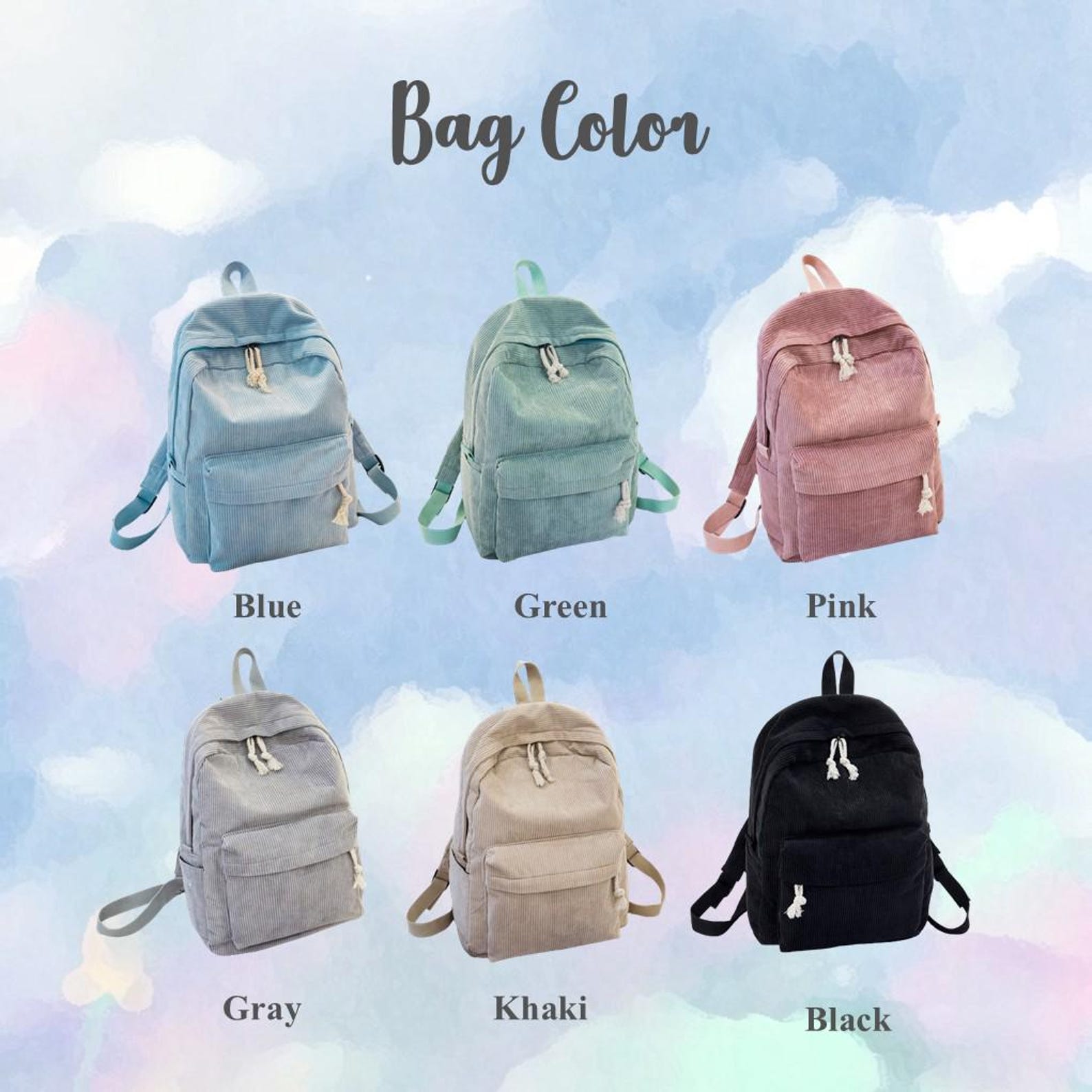 Handmade Corduroy Backpack: Personalized Embroidered School Bags for ...