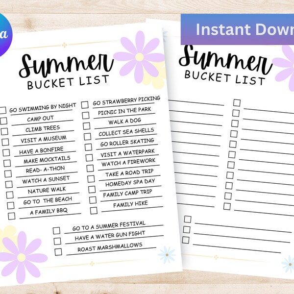 Summer Bucket List Editable Canva - Etsy