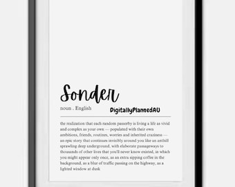 Sonder Definition - Sonder Art Print - Definition Art Print - Digital ...