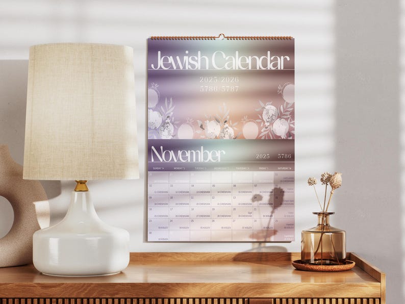 Jewish Calendar 2025–2026 (5786–5787), Digital Printable, Jewish ...